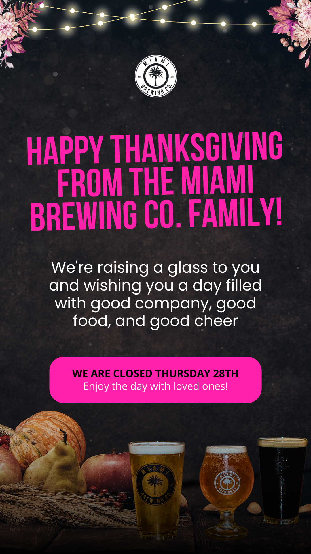 Taproom Food Menu | Miami Brewing Company